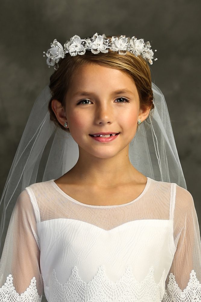 White Flower Rhinestone Crown First Communion Veil | Buy Catholic First ... White Flower Rhinestone Crown First Communion Veil | Buy Catholic First ...