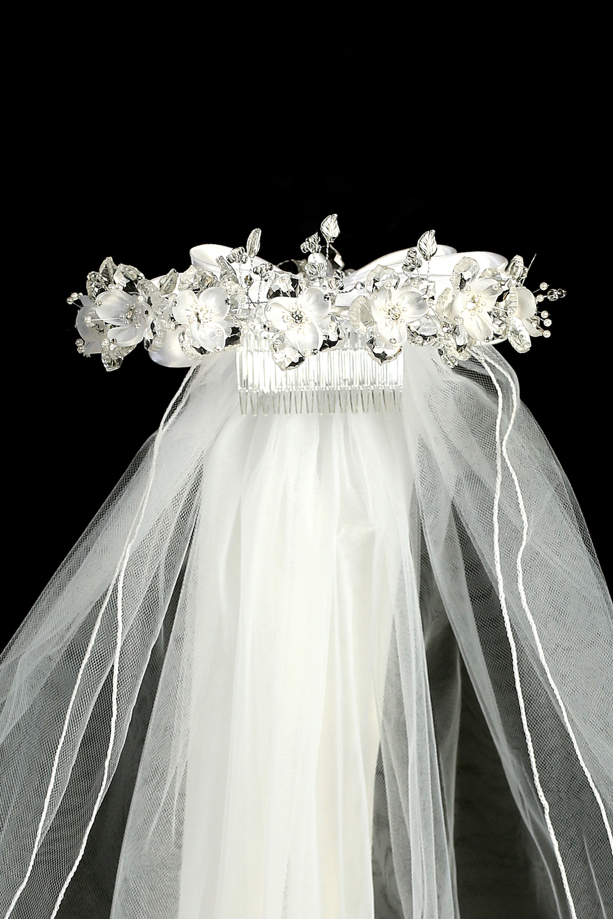 White Flower Rhinestone Crown First Communion Veil | Buy Catholic First ... White Flower Rhinestone Crown First Communion Veil | Buy Catholic First ...